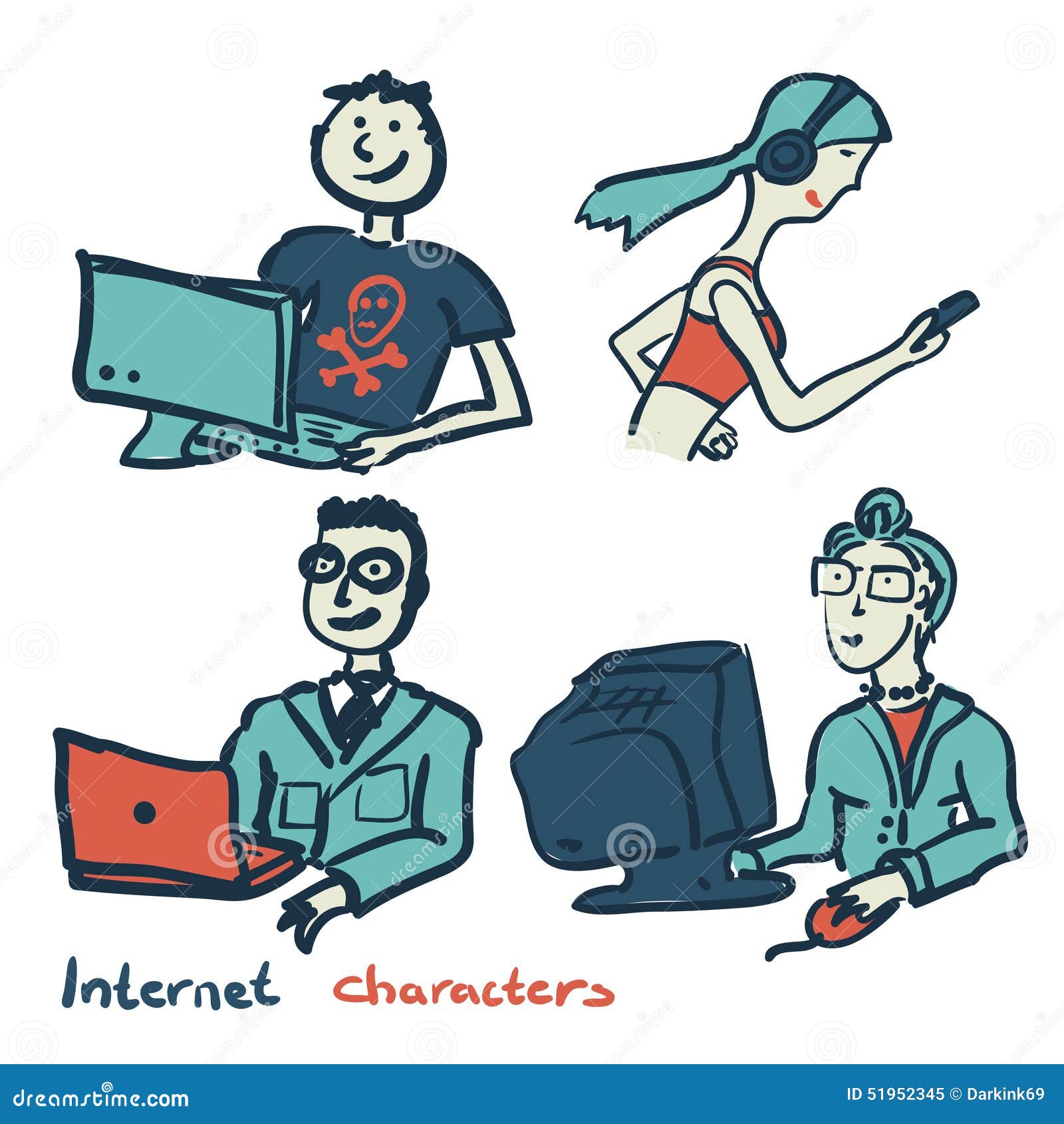 Set of Characters on the Theme of Internet Technology and Device Stock ...