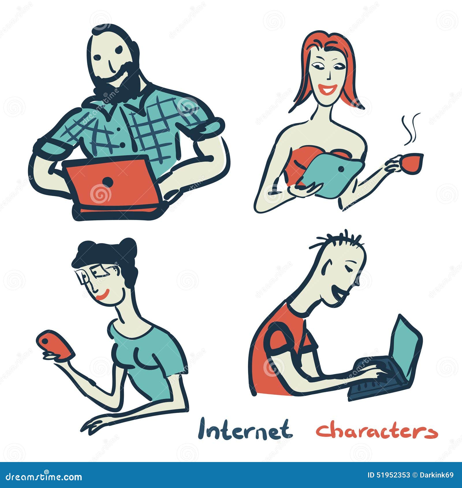 Set of Characters on the Theme of Internet Technology and Device Stock ...