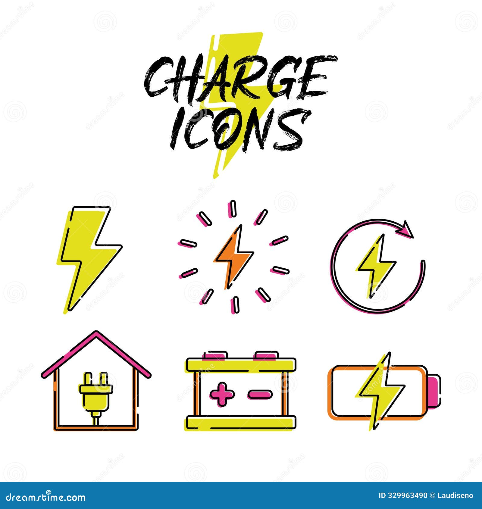 Set of Charge Icon Sketch Vector Stock Illustration - Illustration of ...