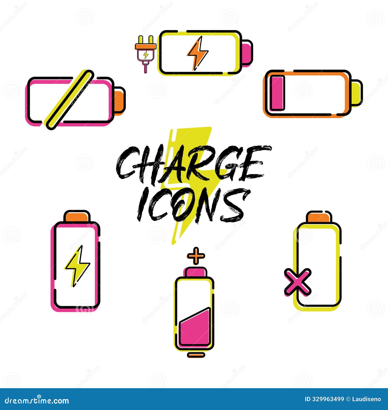 Set of Charge Icon Sketch Vector Stock Illustration - Illustration of ...
