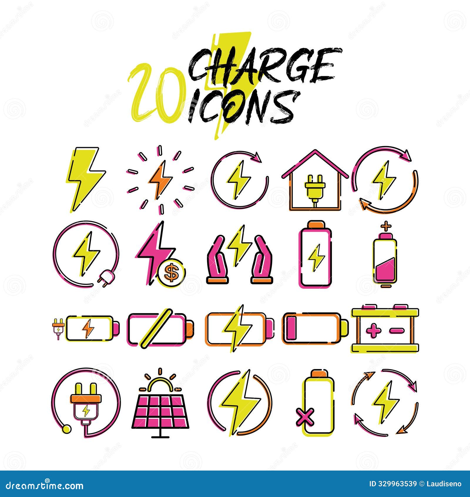 Set of Charge Icon Sketch Vector Stock Illustration - Illustration of ...