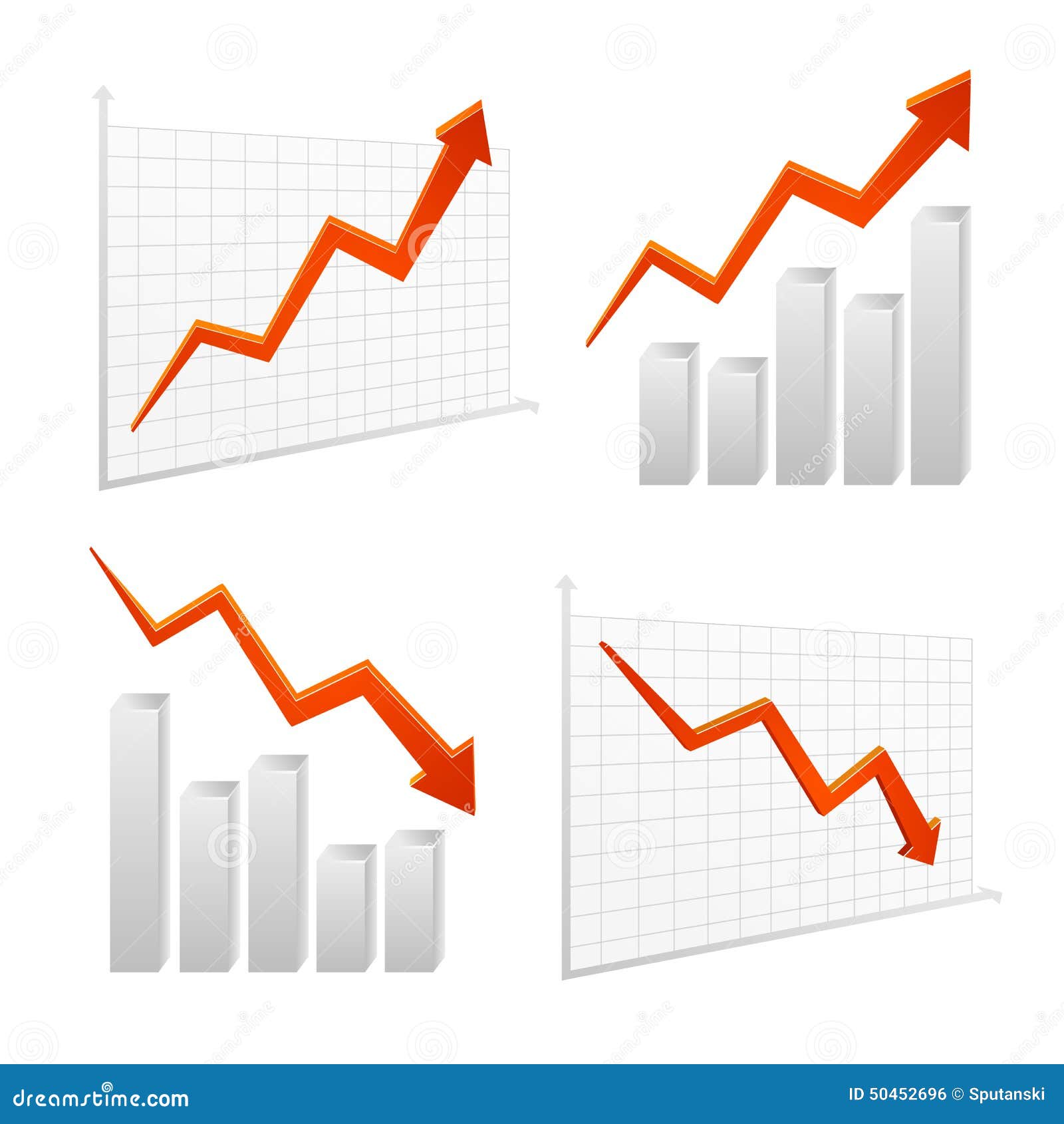 Set Chart Graph Positive, Negative Infographic Vector Illustration ...