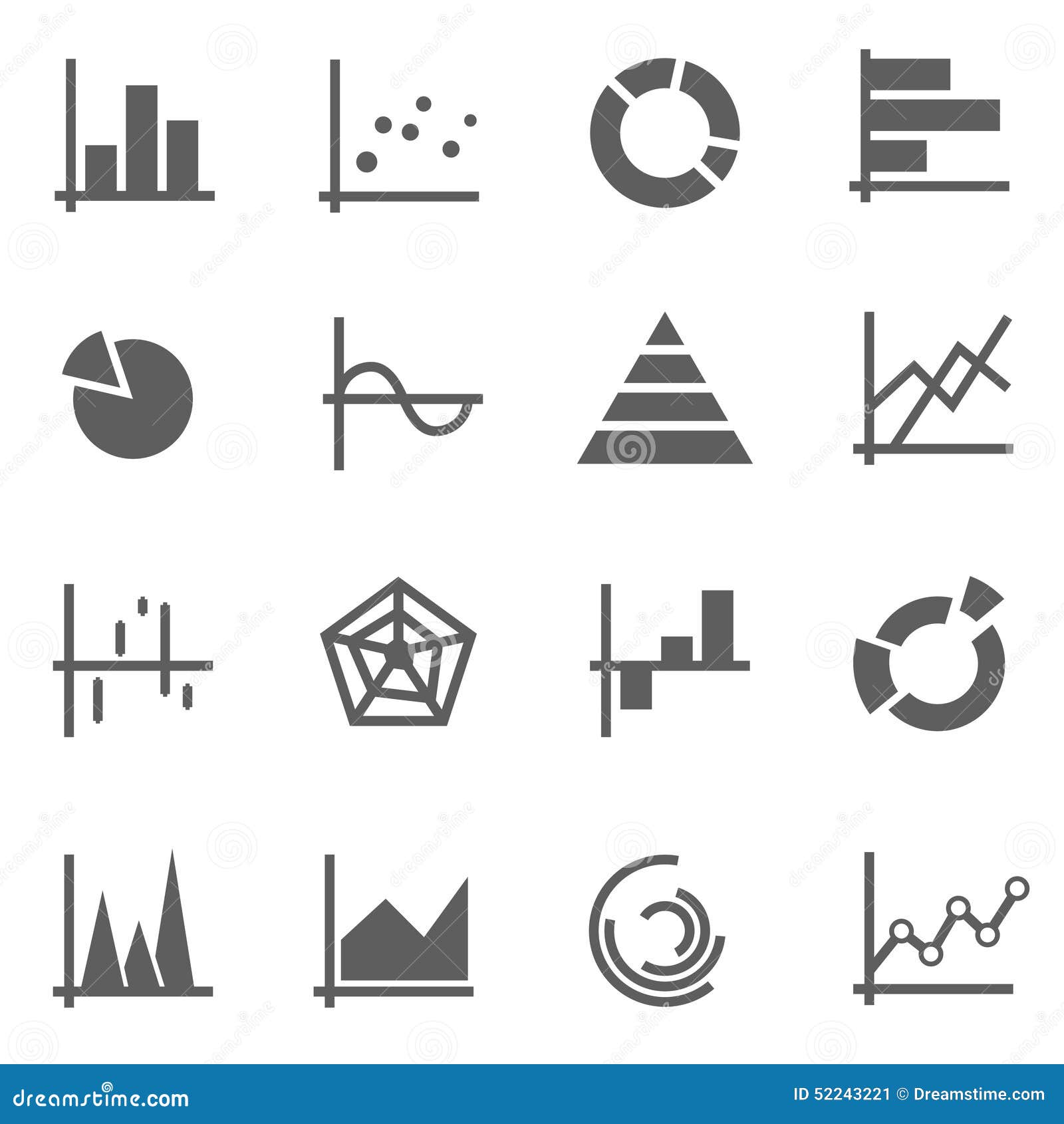 Set of chart icons stock vector. Illustration of black - 52243221