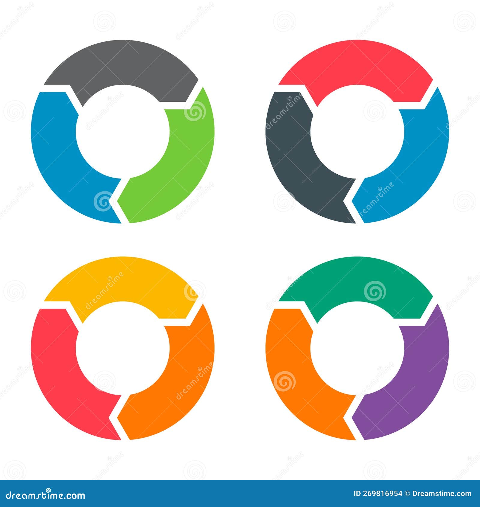 Set of Chart Infographic Business Template Icon, Pie Circle Diagram ...