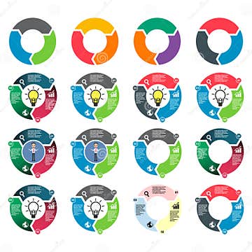Set of Chart Infographic Business Template Icon, Pie Circle Diagram ...