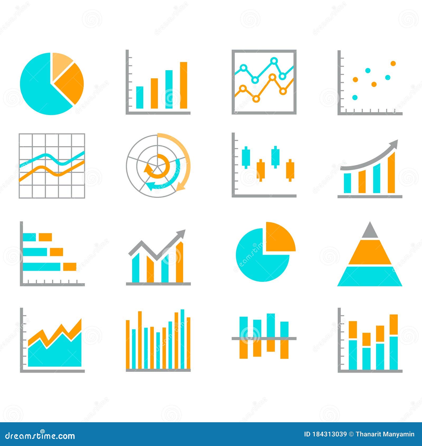 Set of Chart for Report Icon. Flat Icons Vector Illustration Stock ...