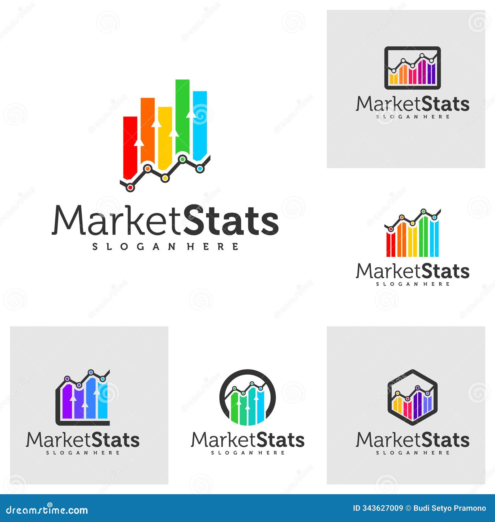 Set of Chart Stats Logo Template. Market Success Vector Design Stock ...