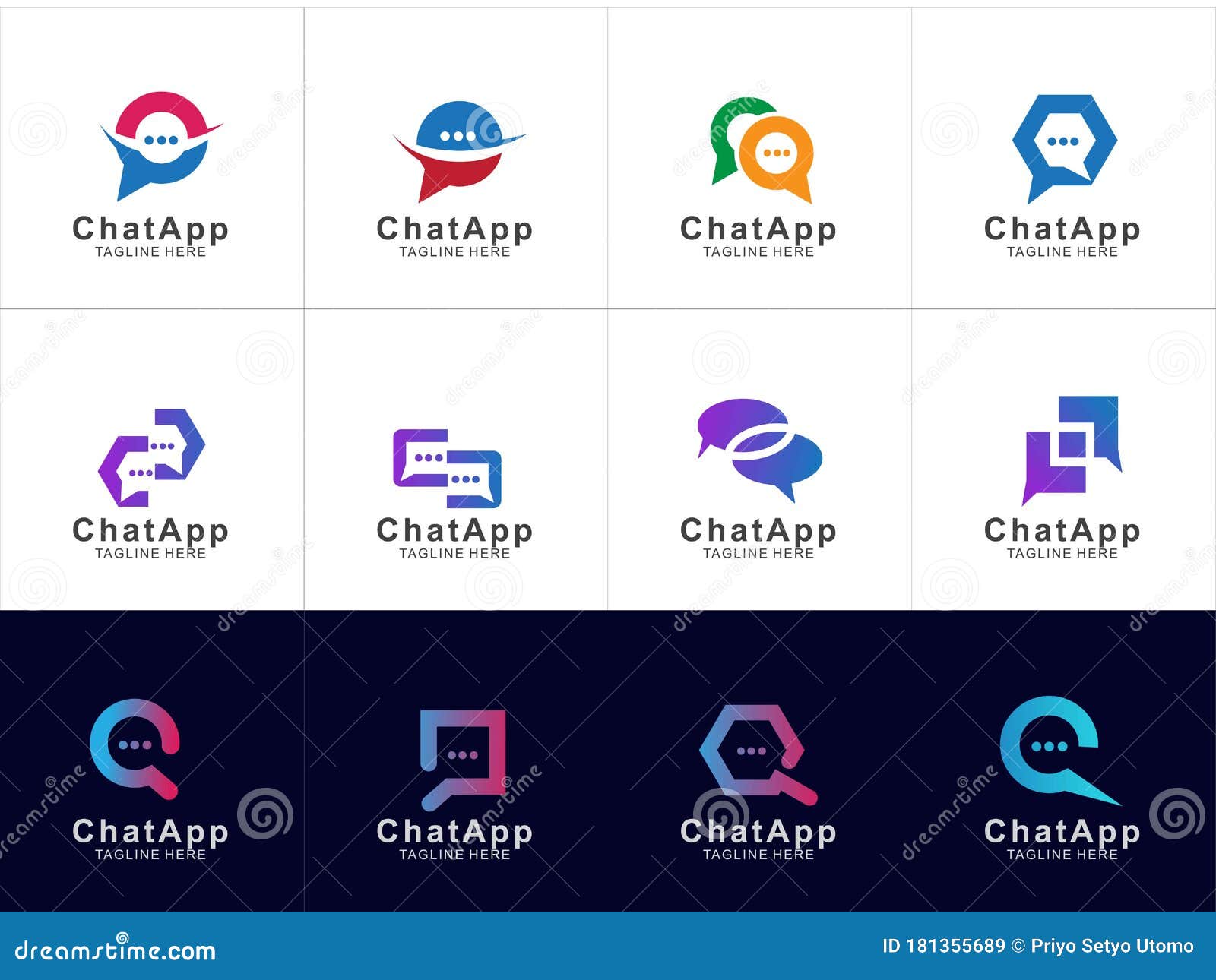 Set of Chat App Logo Design Stock Vector - Illustration of simple ...