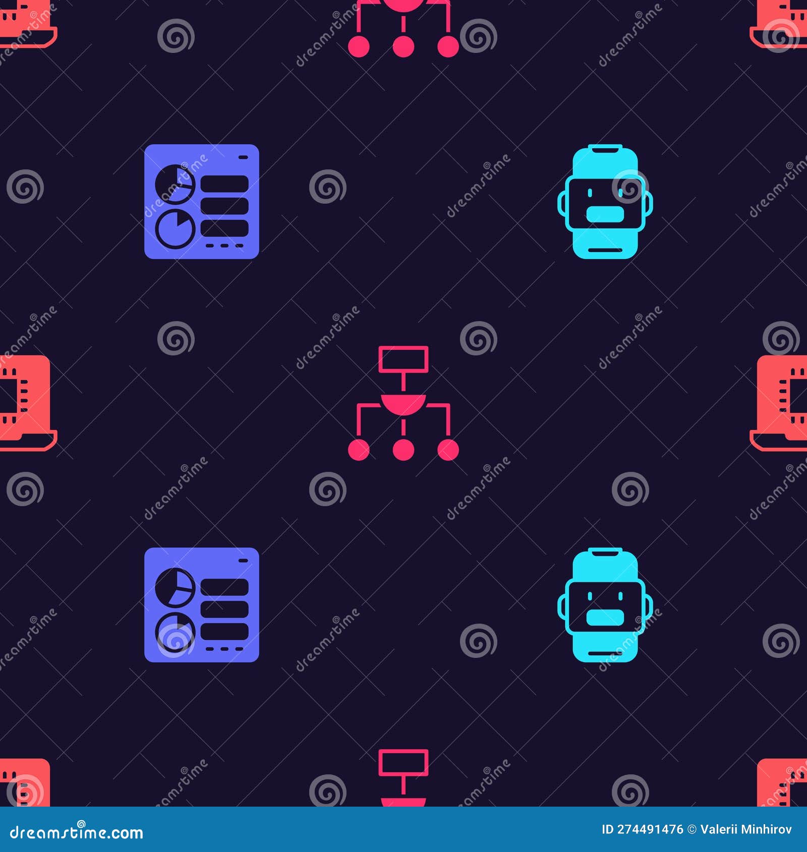 Set Chat Bot Computer Api Interface Algorithm And Processor Cpu On Seamless Pattern Vector