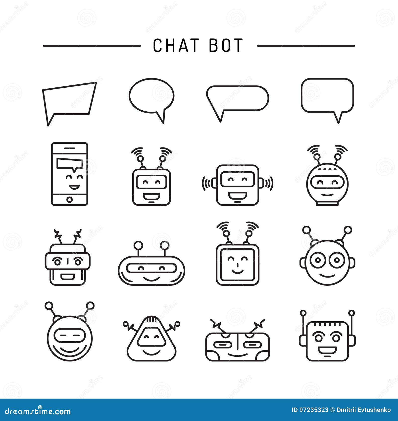 Set Chat Bot Vector Icon Faces Stock Vector - Illustration of ...