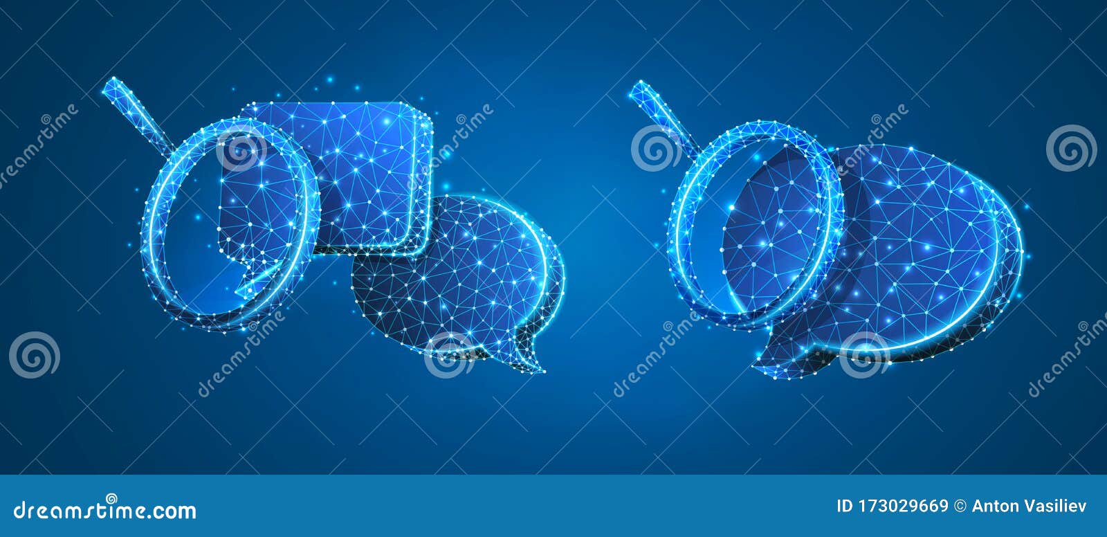 Set of Chat Bubbles with Magnifying Glass. Communication Analysis ...