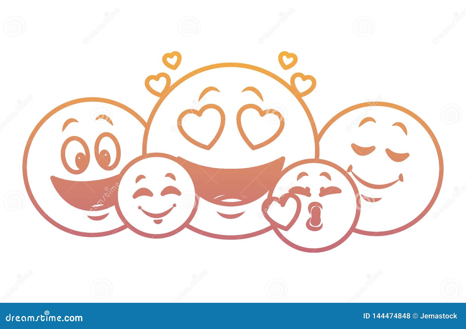 Set of Chat Emoticons Rainbow Lines Stock Vector - Illustration of ...