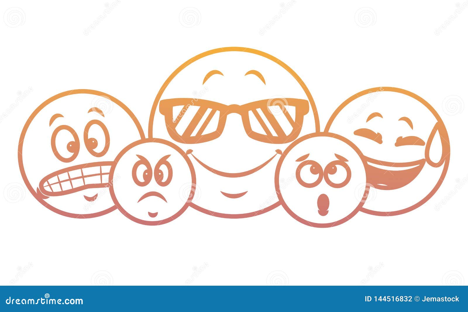 Set of Chat Emoticons Rainbow Lines Stock Vector - Illustration of ...