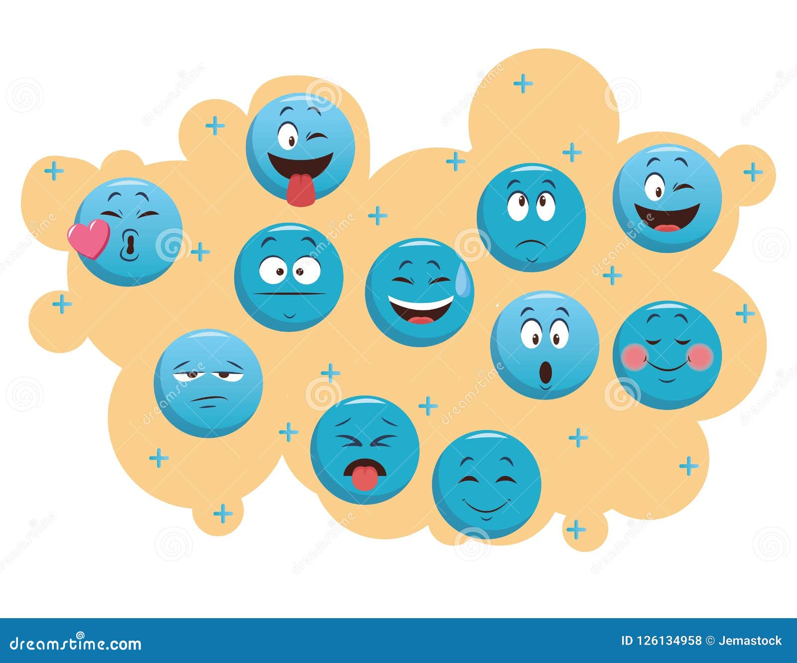 Set of chat emoticons stock vector. Illustration of feelings - 126134958