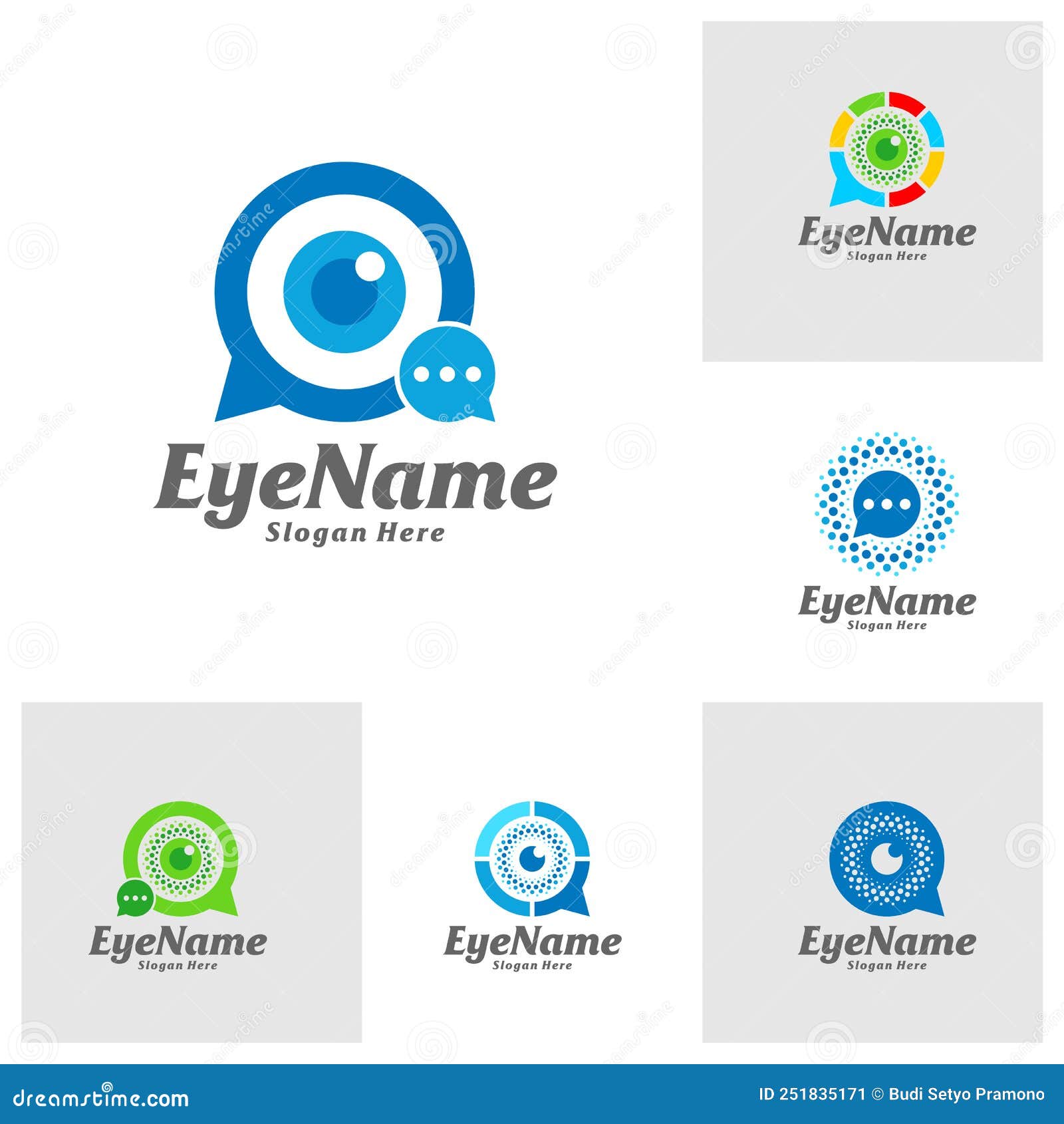 Set of Chat Eye Logo Design Template. Eye Chat Logo Concept Vector ...