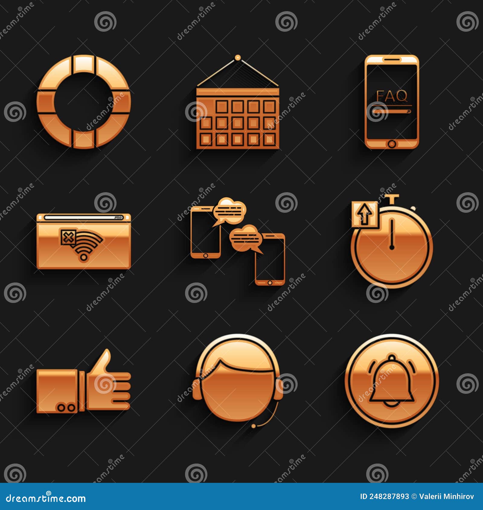 Set Chat Messages on Mobile, Man with Headset, Button Chat Notification ...