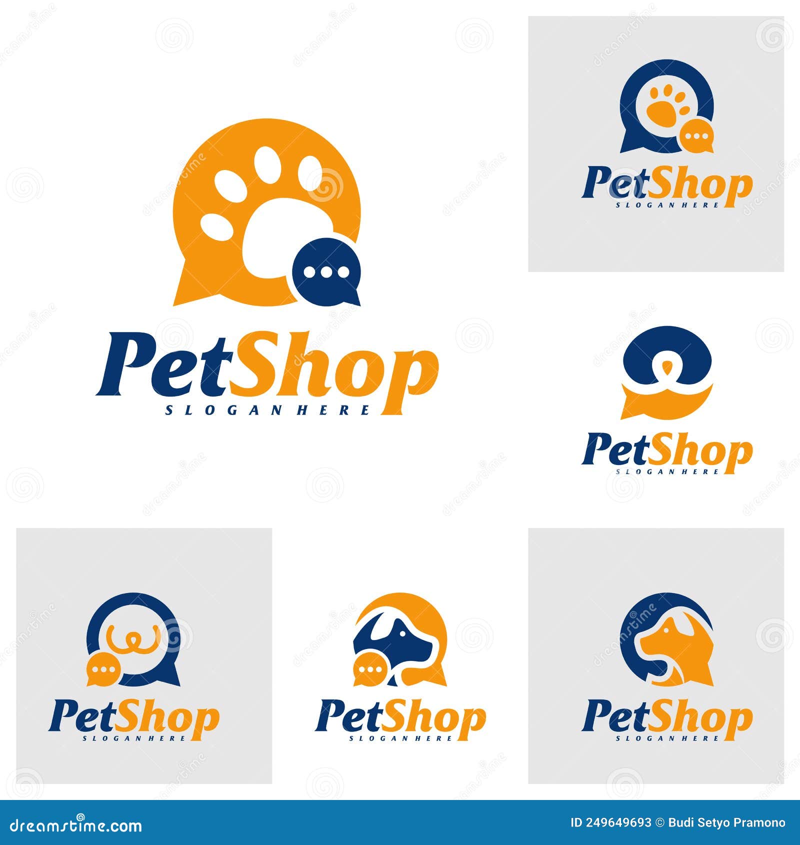Set of Chat Pet Logo Design Template. Pet Logo Concept Vector Stock ...