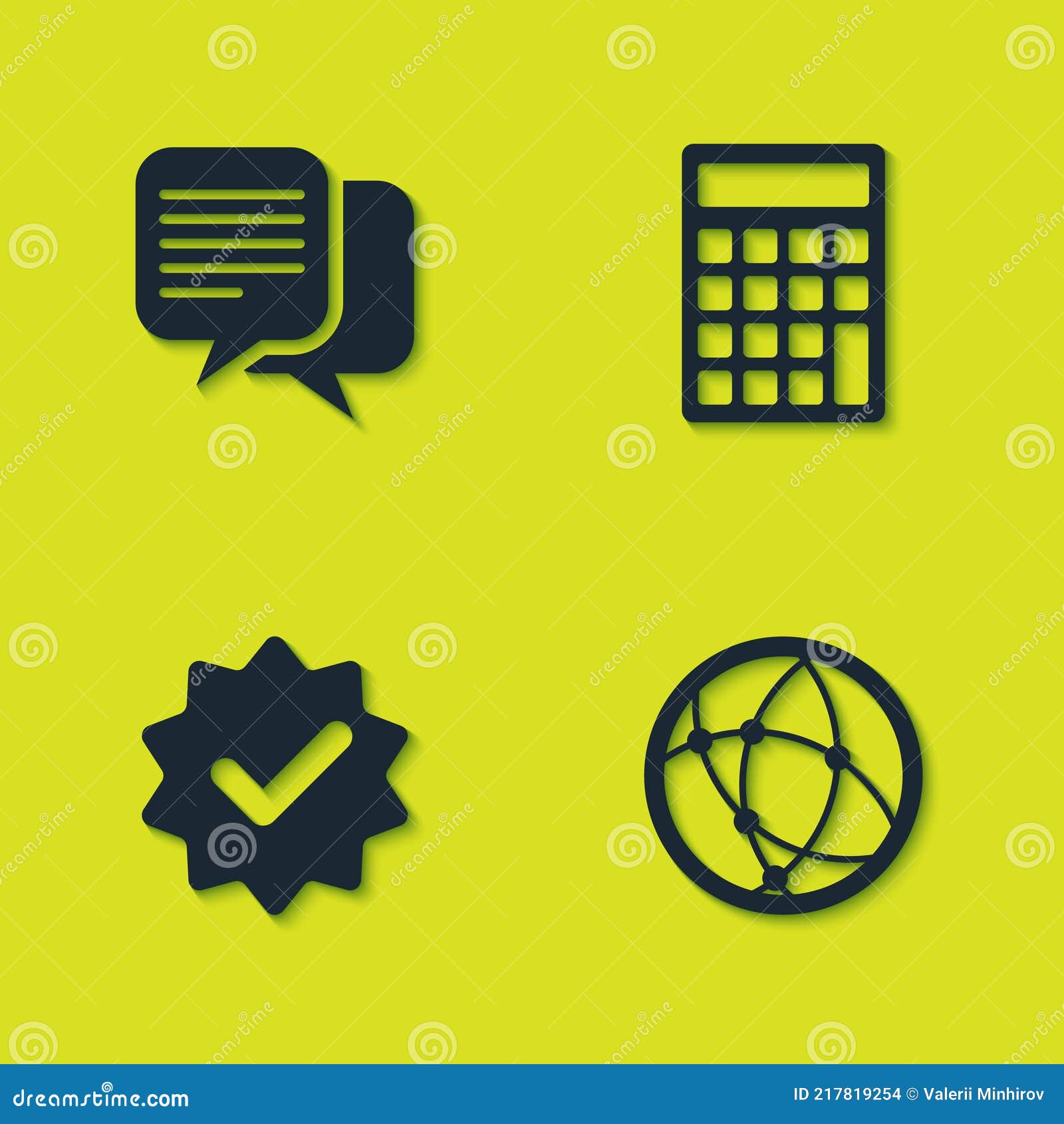 Set Chat, Social Network, Approved and Check Mark and Calculator Icon ... Set Chat, Social Network, Approved and Check Mark and Calculator Icon ...