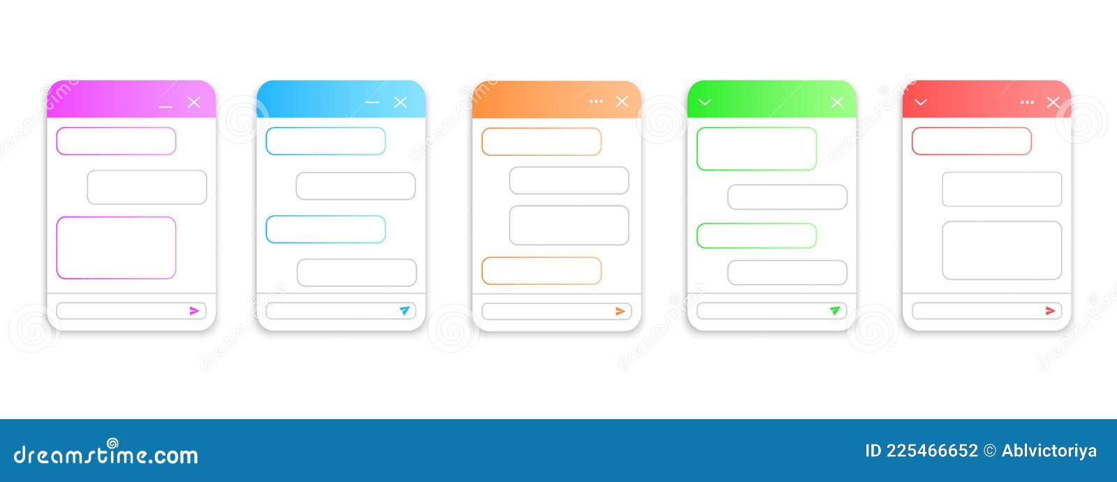 Set of Chatbot Window Mockups. Life Chat Forms with Message Bubbles ...
