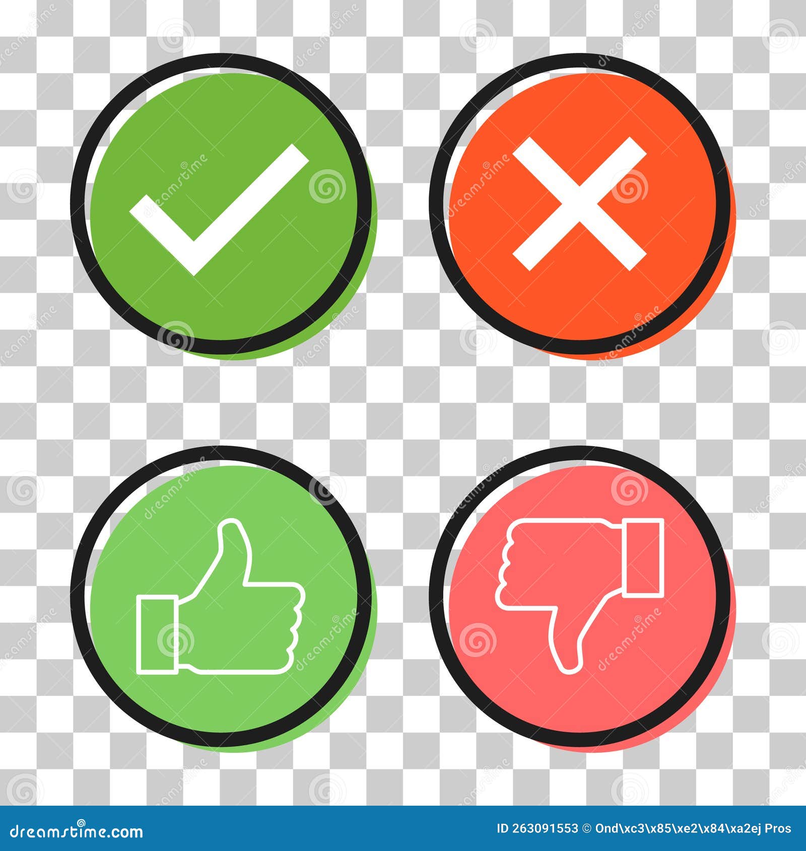 Set of Check Do Dos Mark, Correct Wrong Sign, Vector Illustration ...