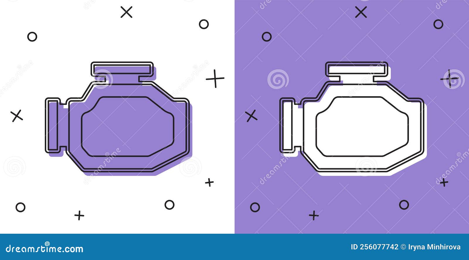 Set Check Engine Icon Isolated on White and Purple Background. Vector ...