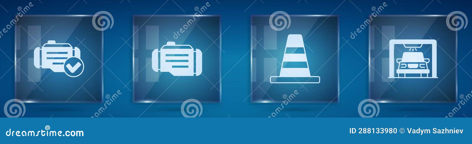 Set Check Engine, Traffic Cone and Car Wash. Square Glass Panels ... Set Check Engine, Traffic Cone and Car Wash. Square Glass Panels ...