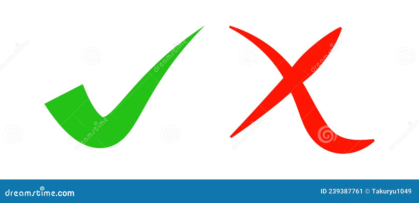 A Set of Check Mark and Cross Mark Icons. Affirmative and Negative ...