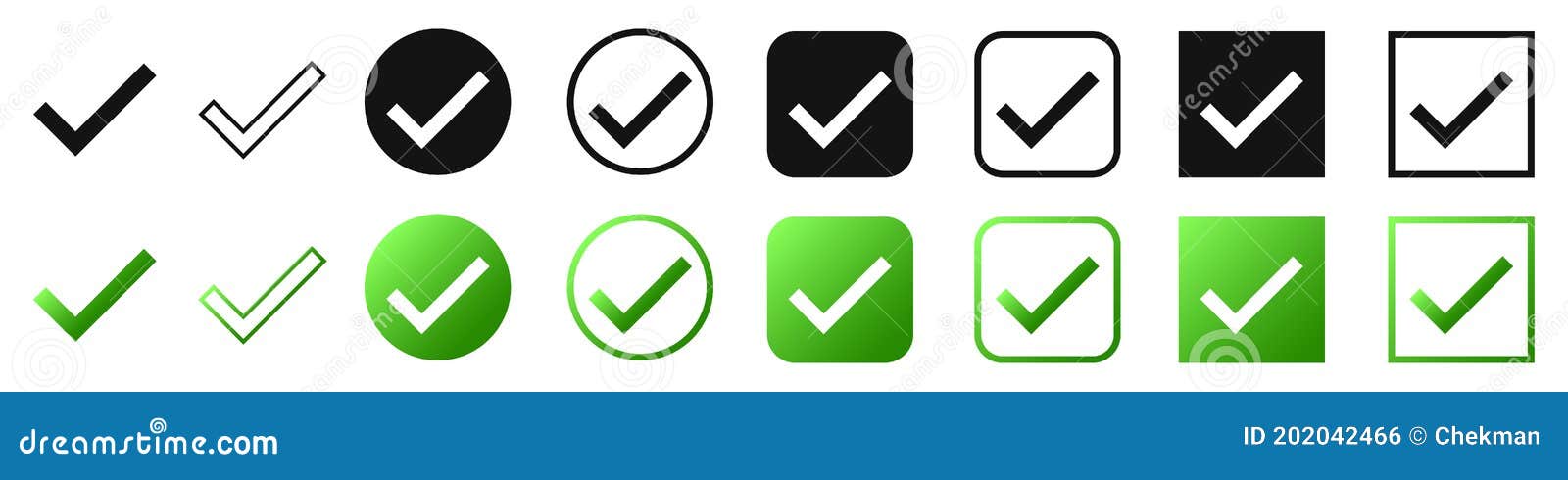 Set of Check Mark Icons. Vector Approved Icons Stock Illustration ...