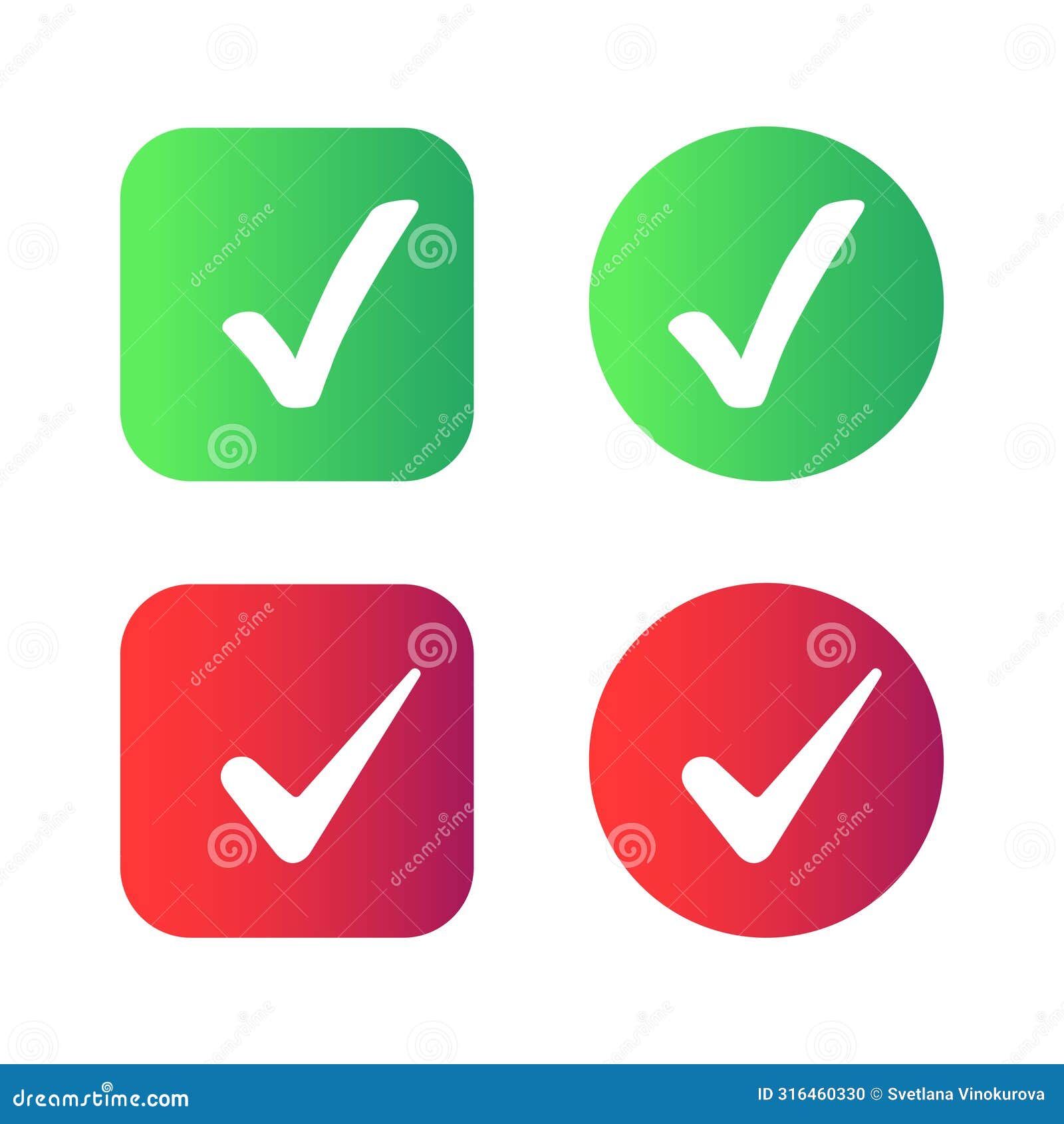 Set of Check Marks, Circle and Squares Icon, Collection of Confirmation ...