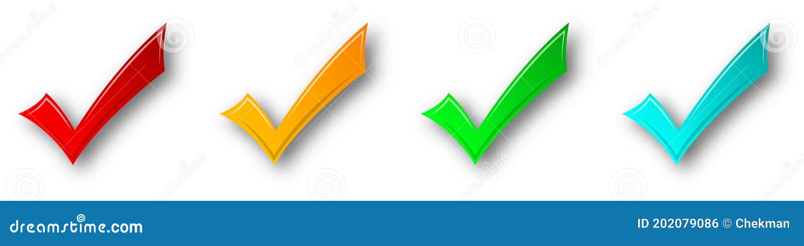 Set of Check Marks. Colorful Check Icons with Shadow Stock Illustration ...