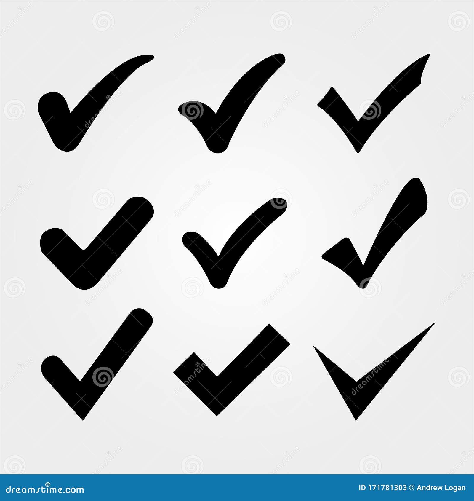 Set of Check Marks on a Gray Background Stock Vector - Illustration of ...