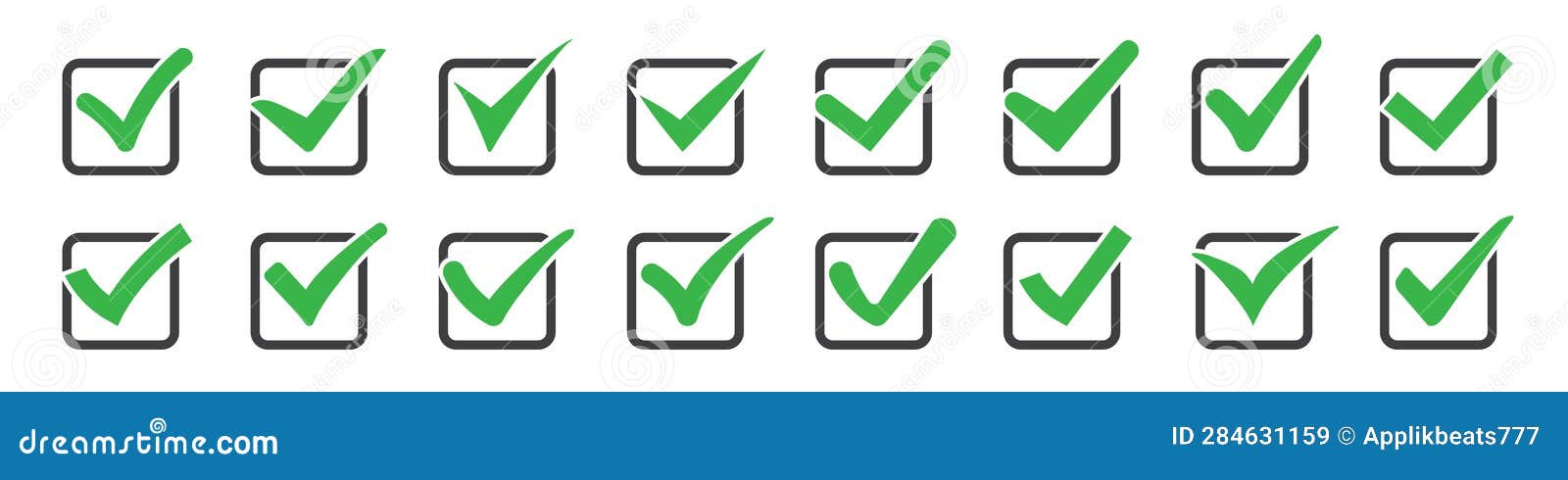 Set of Check Marks or Ticks in Boxes Stock Vector - Illustration of ...