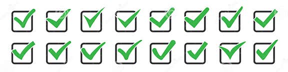 Set of Check Marks or Ticks in Boxes Stock Vector - Illustration of ...