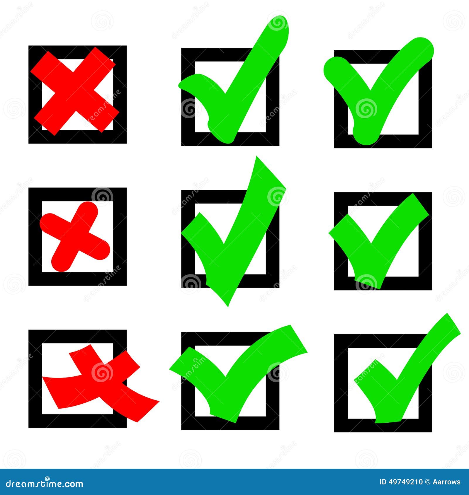 Set Check Marks or Ticks in Boxes Conceptual Stock Vector ...