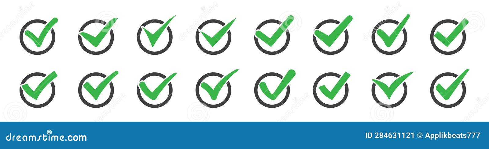 Set of Check Marks or Ticks Icons Stock Vector - Illustration of ...