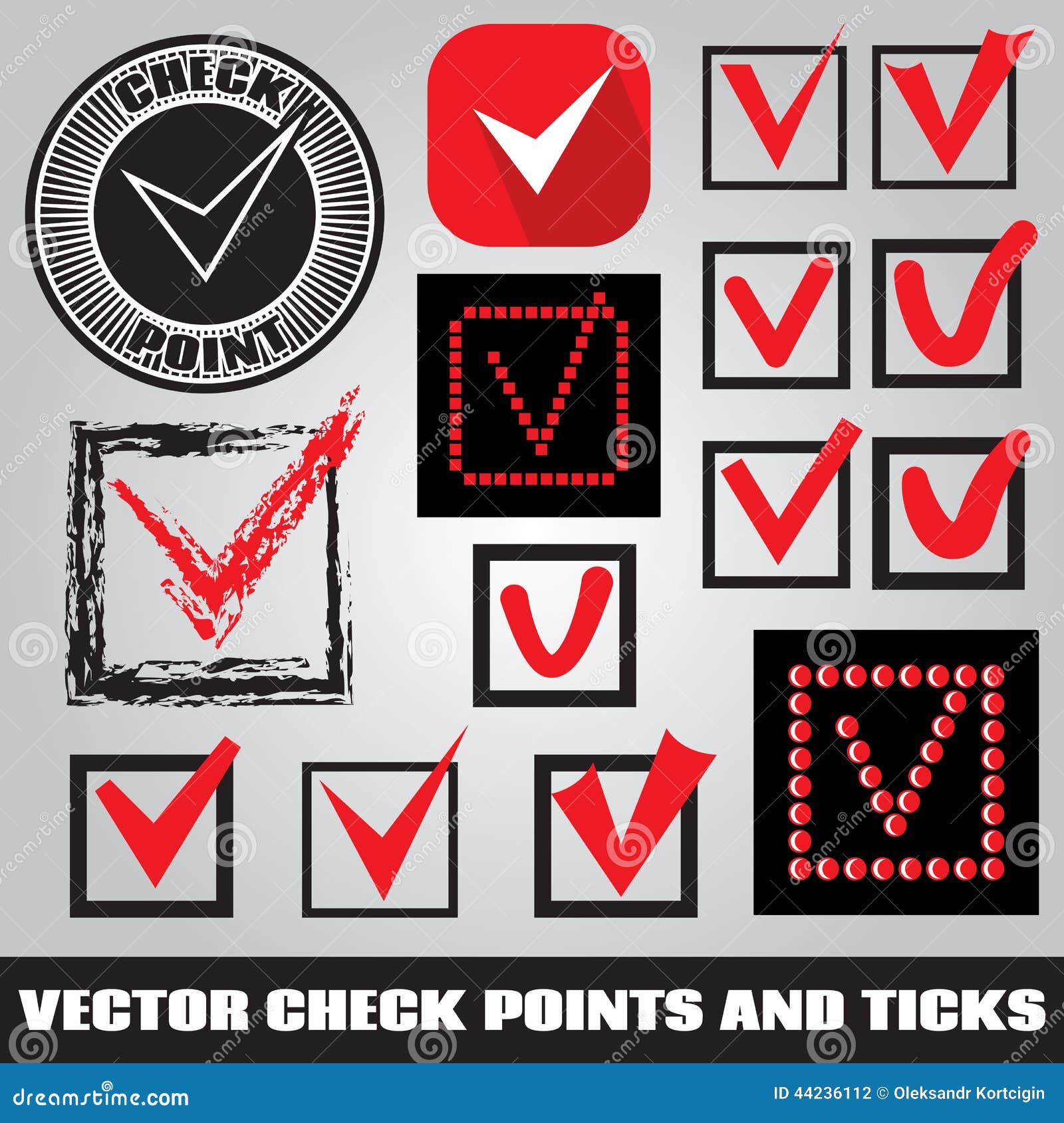 Set of Check Points and Ticks Stock Vector - Illustration of button ...