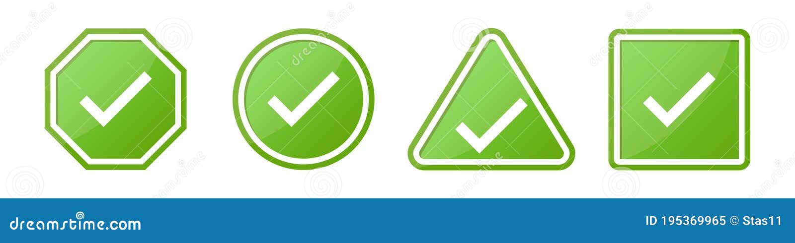 Set of Check Sign in Different Shapes in Green Stock Vector ...