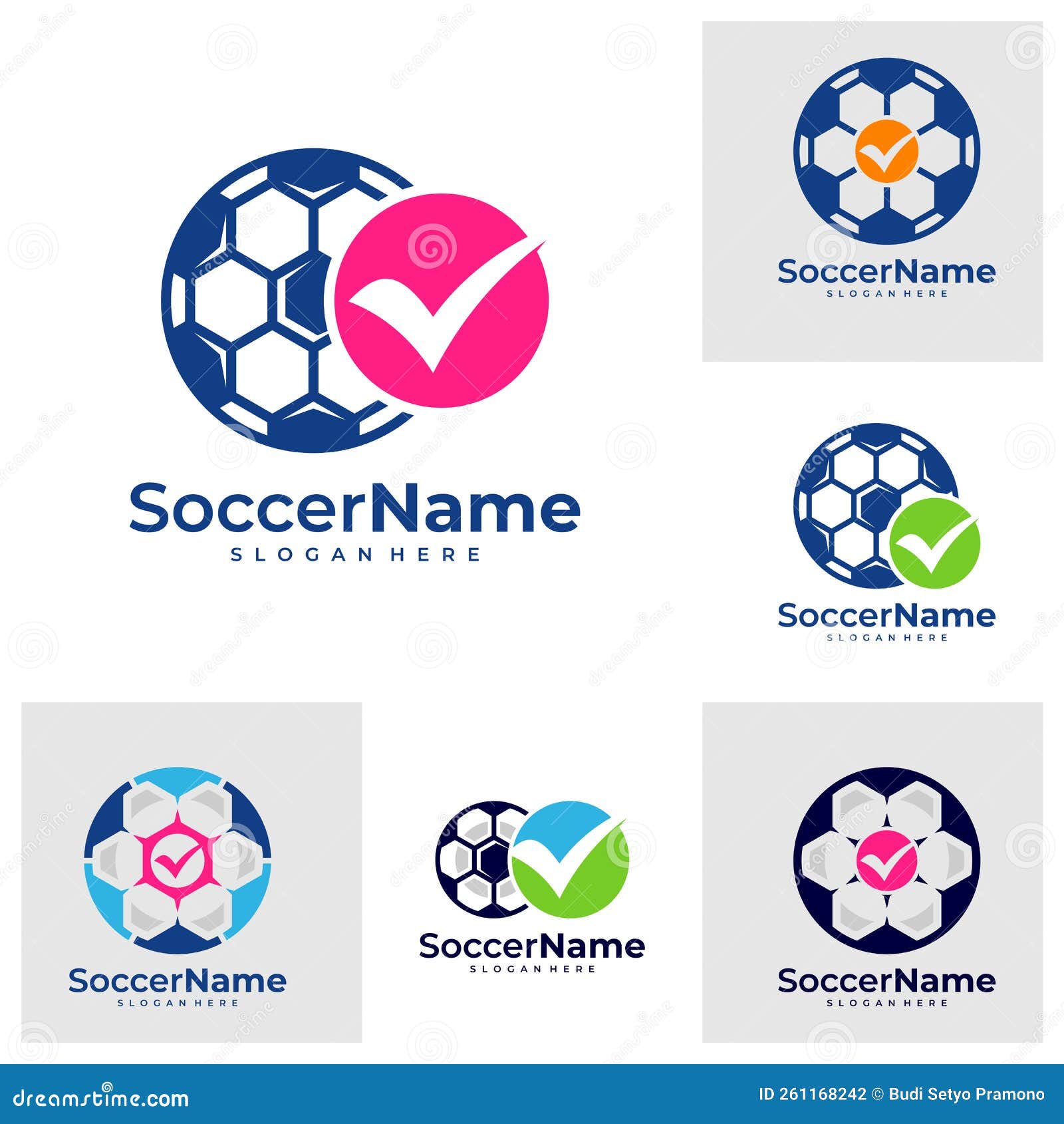 Set of Check Soccer Logo Template, Football Check Logo Design Vector ...