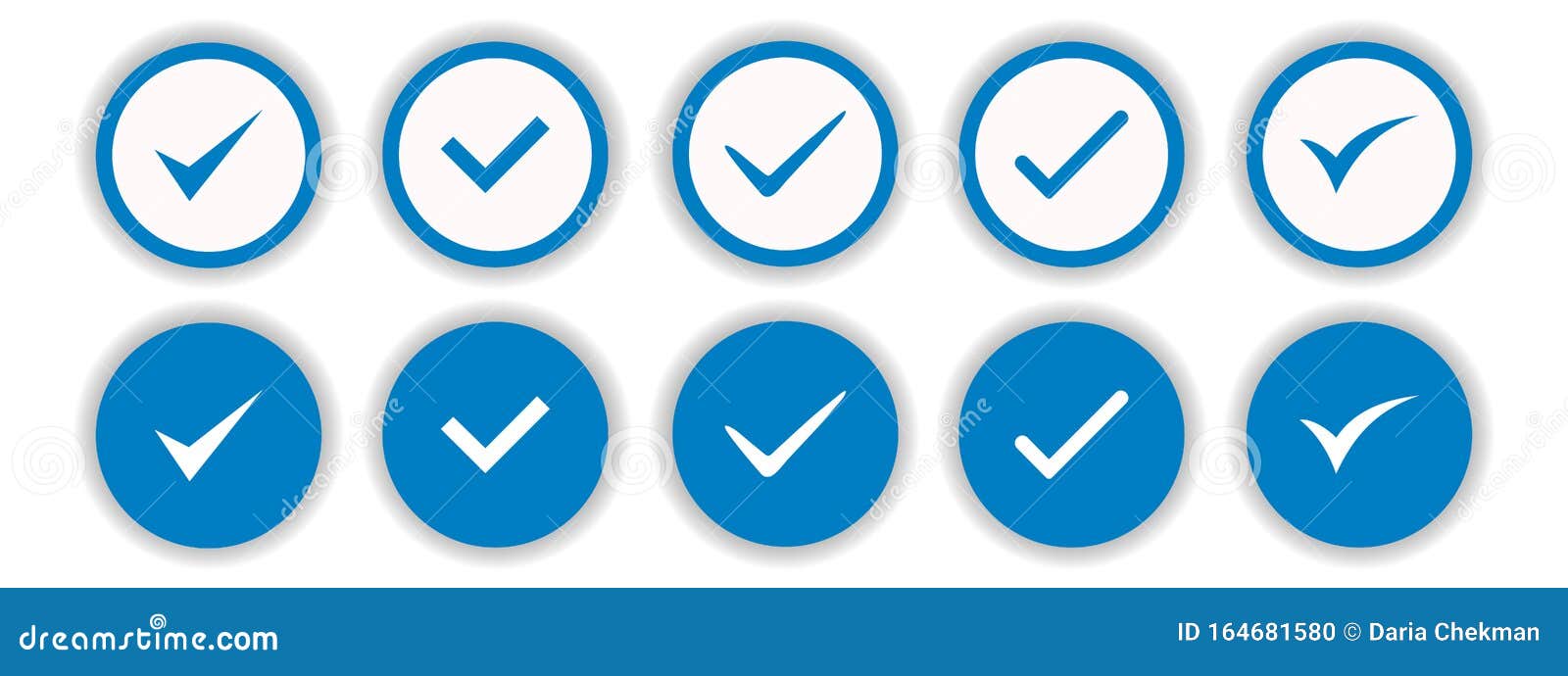 Set of Checked Icons Confirmed Icon Style. Vector Illustration Stock ...