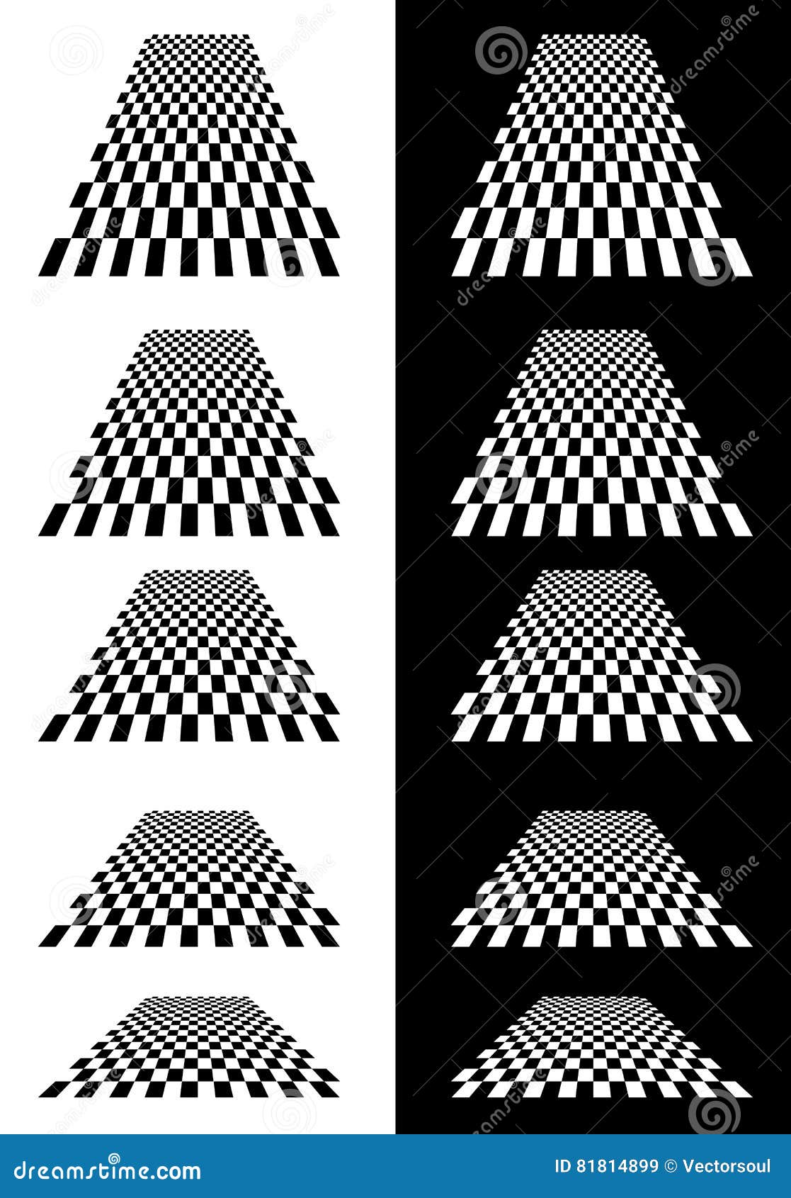 Set of Checkered Planes in Perspective Stock Vector - Illustration of ...