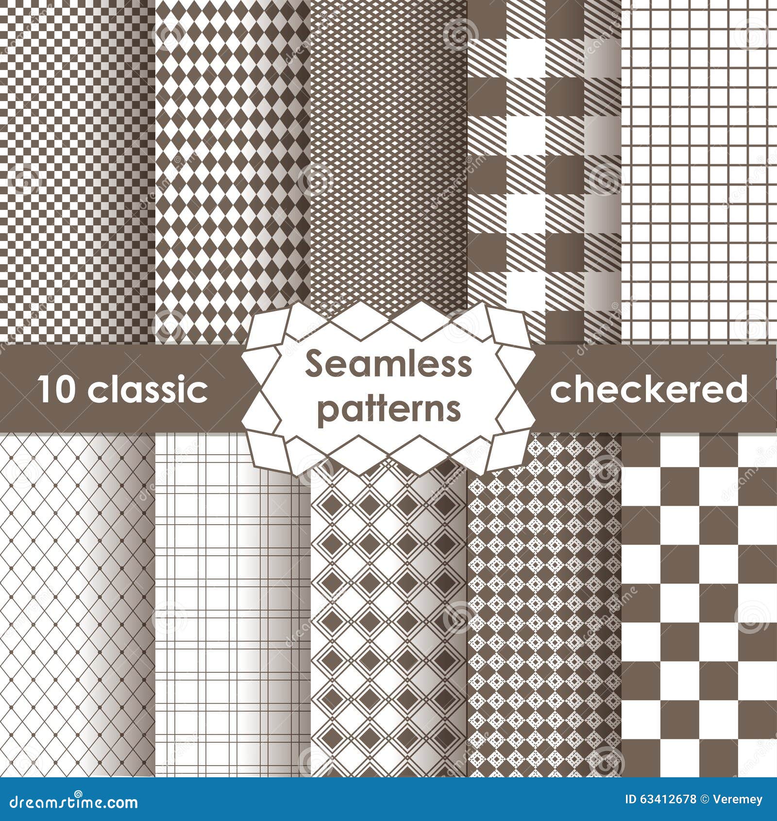 Set of Checkered Simple Fabric Seamless Pattern Stock Vector ...