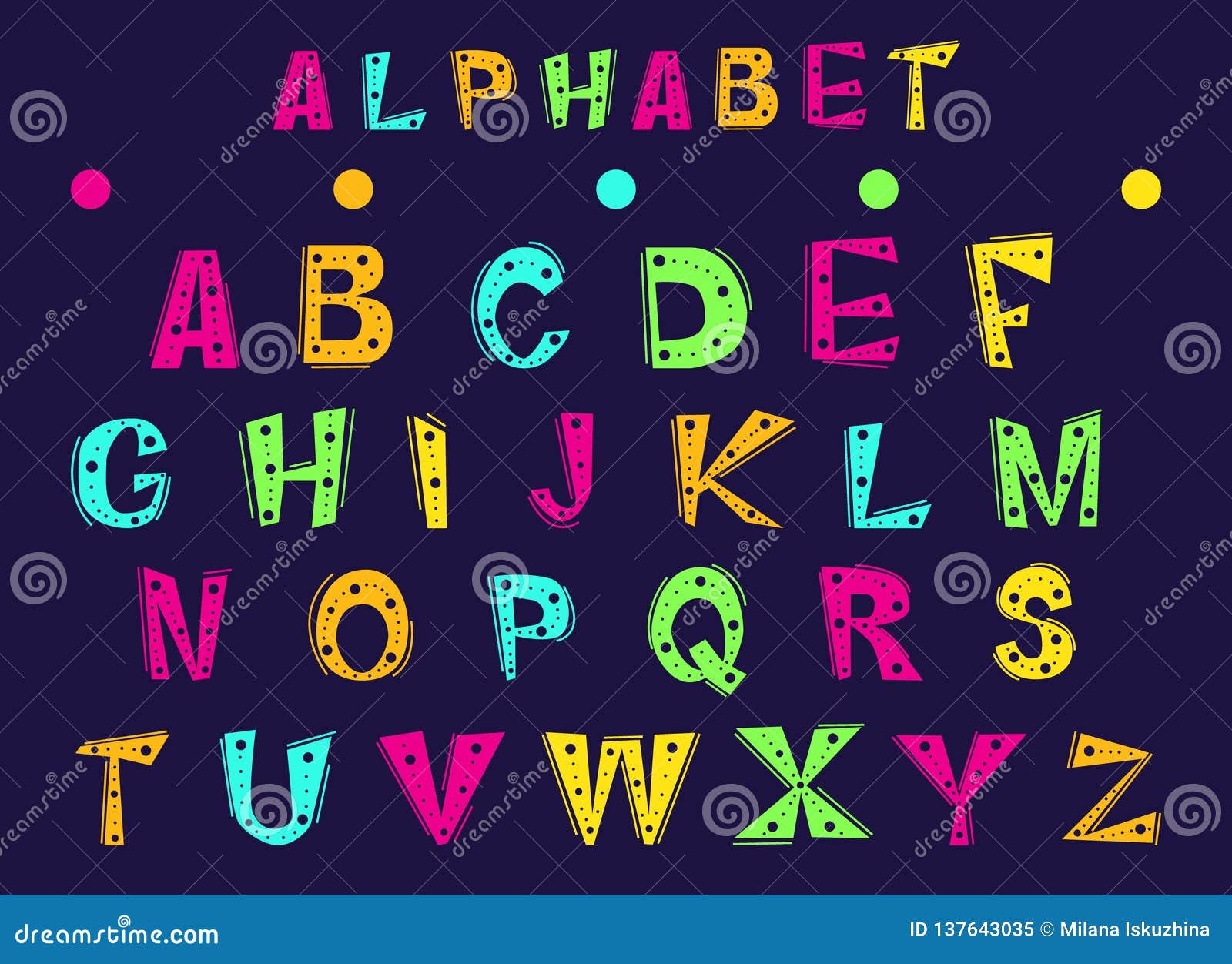 Set of Cheerful Letters of the English Alphabet Stock Vector ...