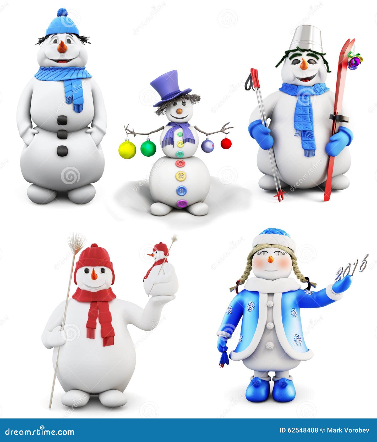 Snowmen 3d Illustration Stock Illustrations – 182 Snowmen 3d ...