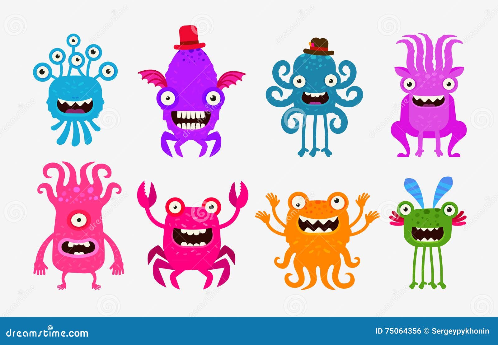 Set of Cheerful and Terrible Monsters, Ghosts, Aliens. Vector ...