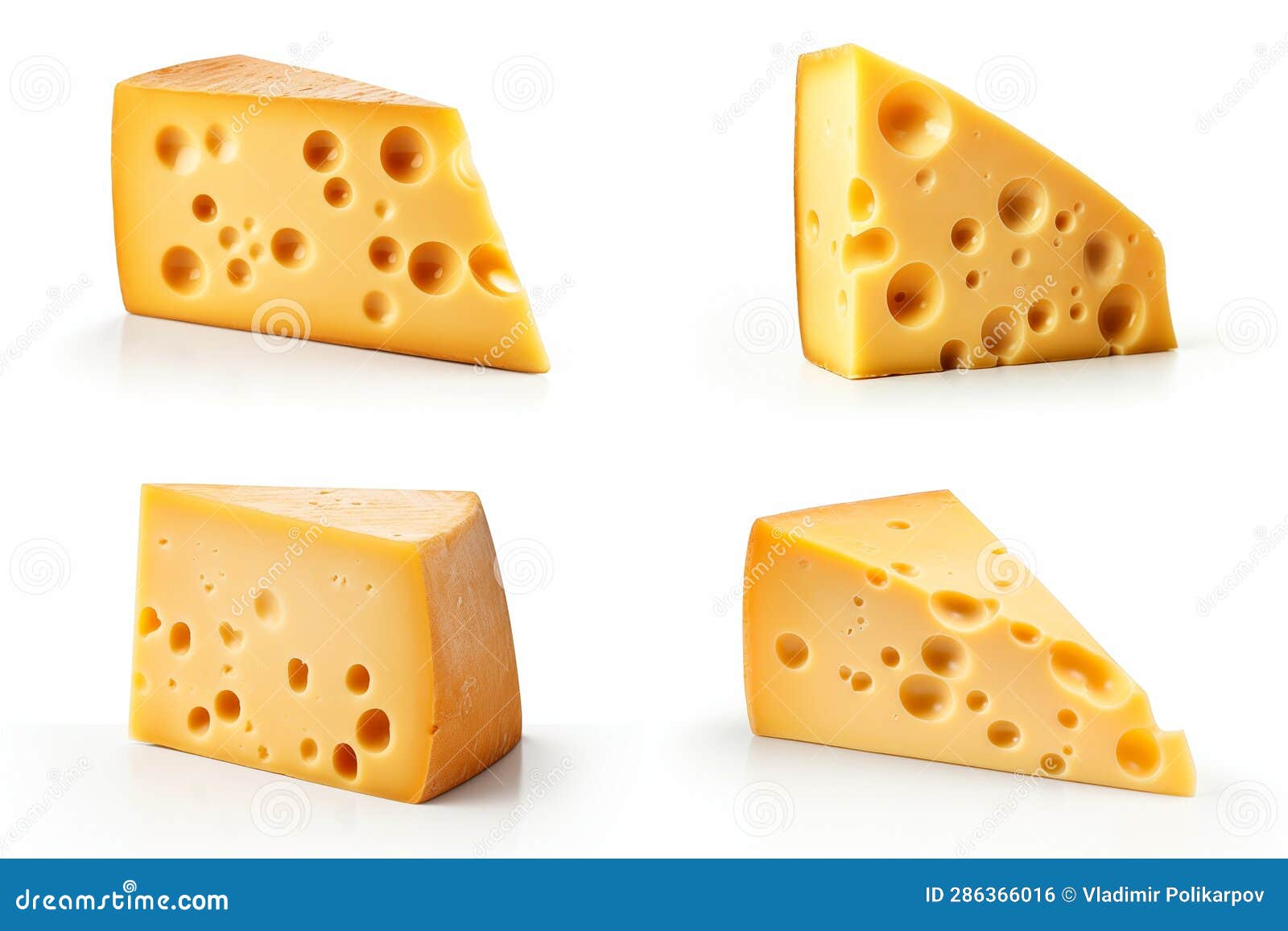 Set of Cheese with Holes Isolated on White Background Stock ...