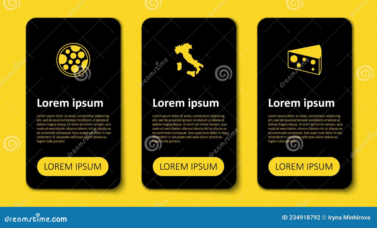 Set Cheese, Map of Italy and Pizza. Business Infographic Template ...