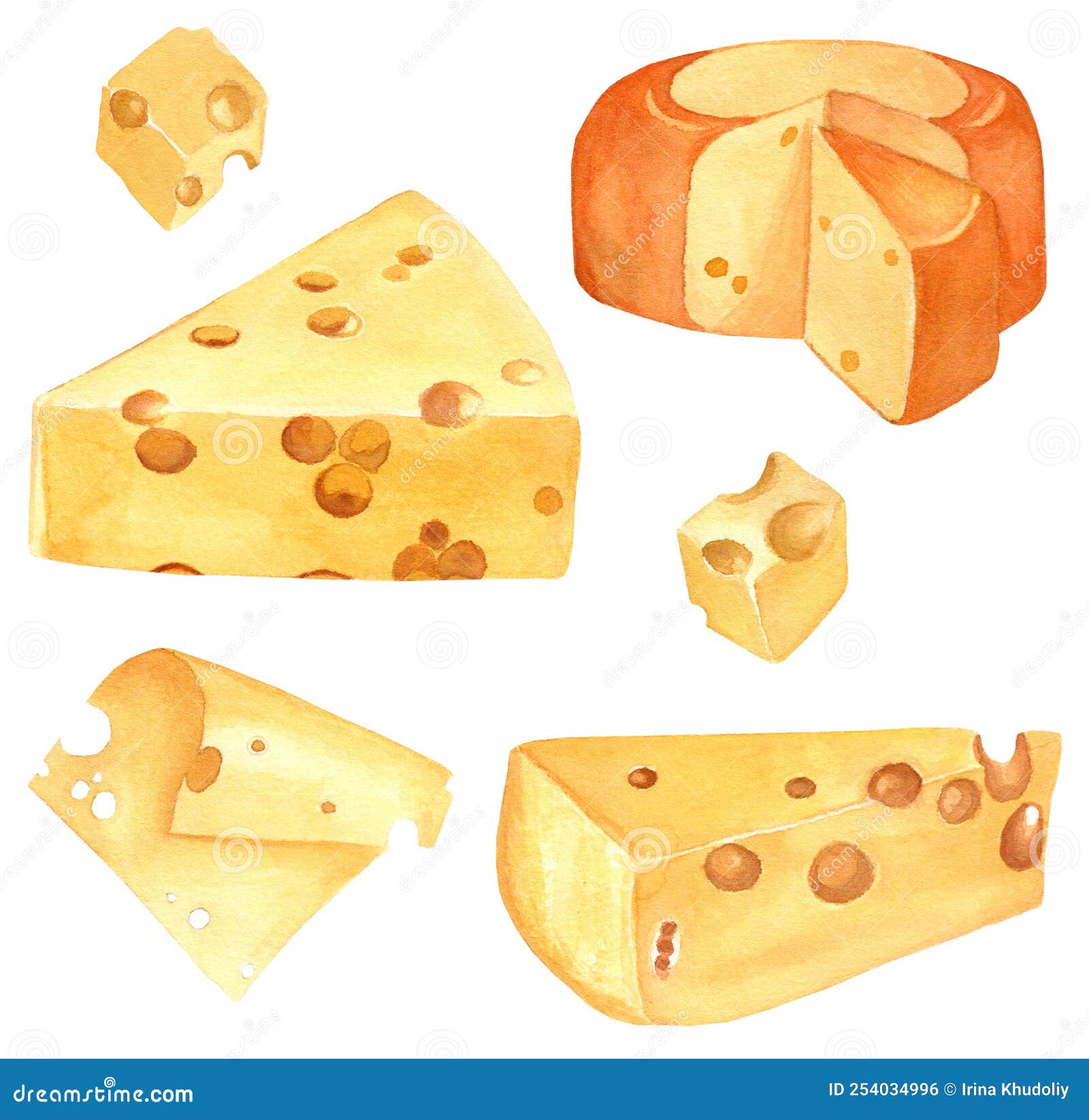 Set of Cheese Watercolor Illustration Stock Illustration - Illustration ...