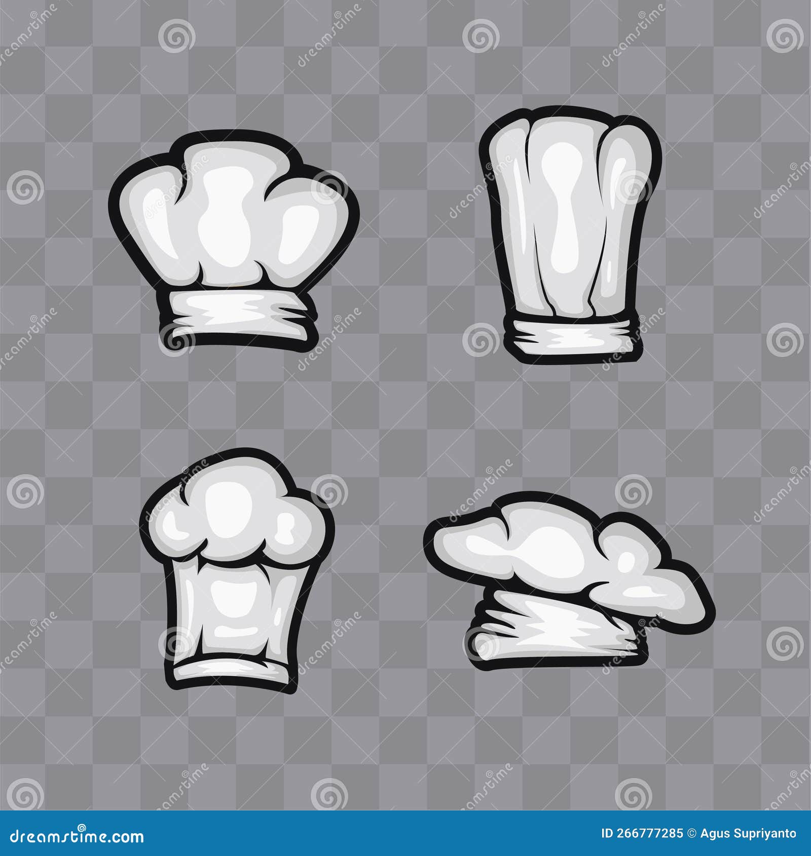 Set Chef Hat Cartoon Element Vector with Transparent Background. Stock ...