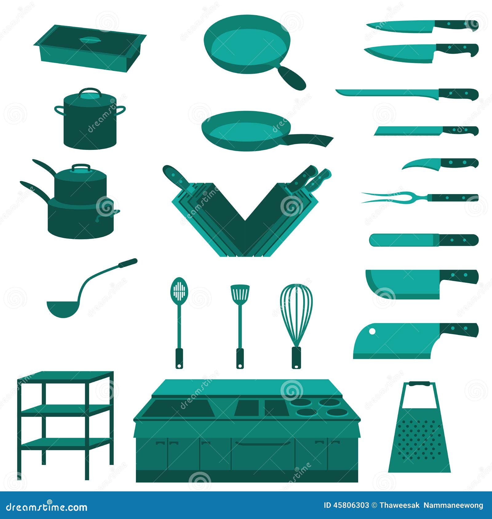 Set of Chef Kitchenware and Cook Equipment Vectors and Icons Stock ...