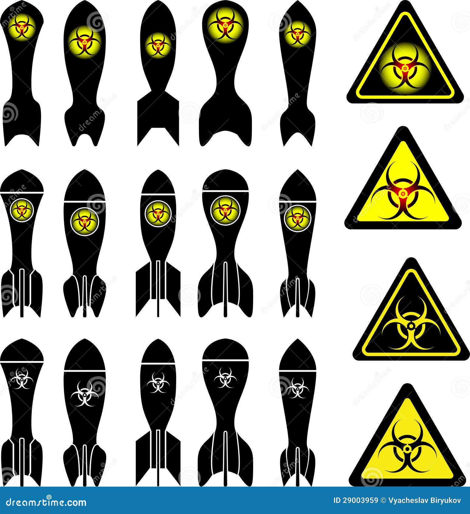Set of Chemical Bombs and Bio Hazard Signs Stock Vector - Illustration ...